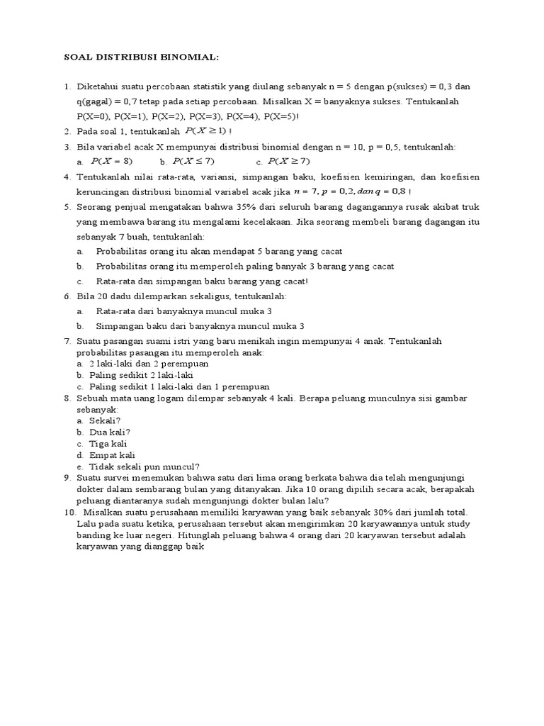 Soal Distribusi Binomial | PDF