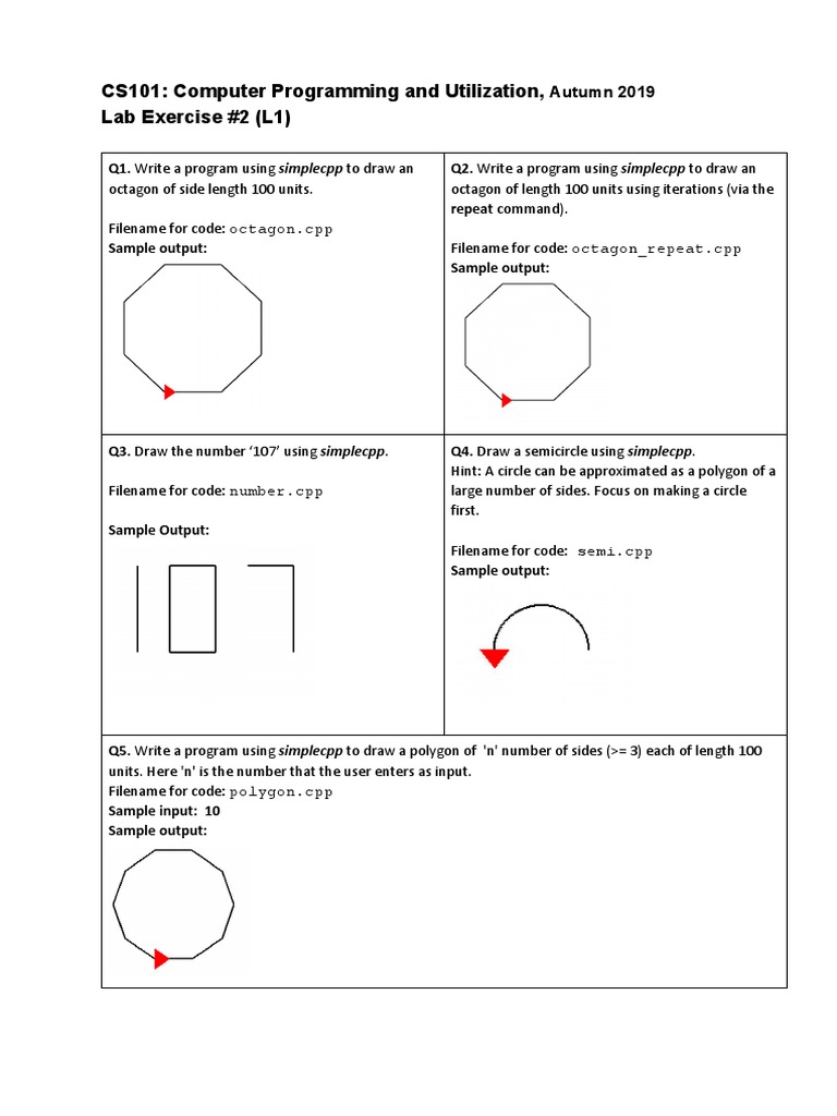 Cs101 Computer Programming And Utilization Lab Exercise 2 L1 Pdf Computing Computer 0402