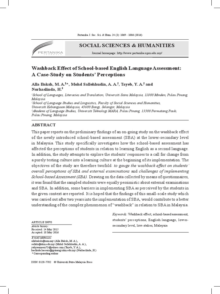 Washback Effect of School-Based English PDF | PDF | Educational ...