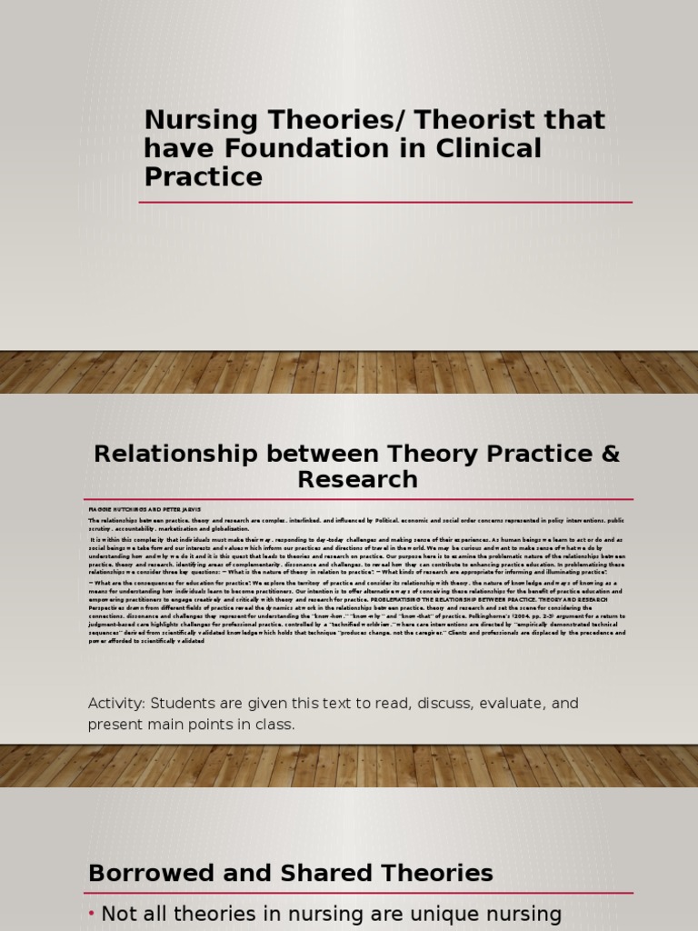 Nursing Theories/ Theorist That Have Foundation in Clinical Practice ...