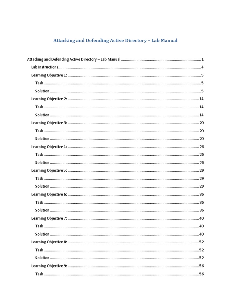 Attacking and Defending Active Directory - Lab Manual | PDF | Active Directory | Microsoft Windows