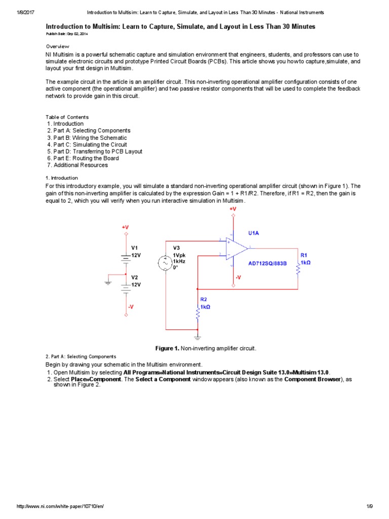 Introduction To Multisim - Learn To Capture, Simulate, and Layout in ...