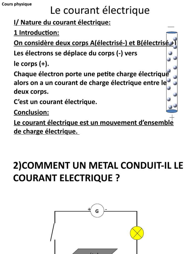 Le Courant Électrique Cours | PDF