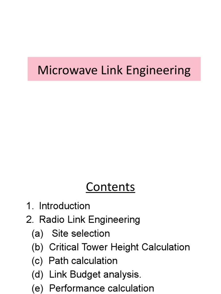 Digital Microwave Link Enginnering | PDF | Radio | Radio Propagation