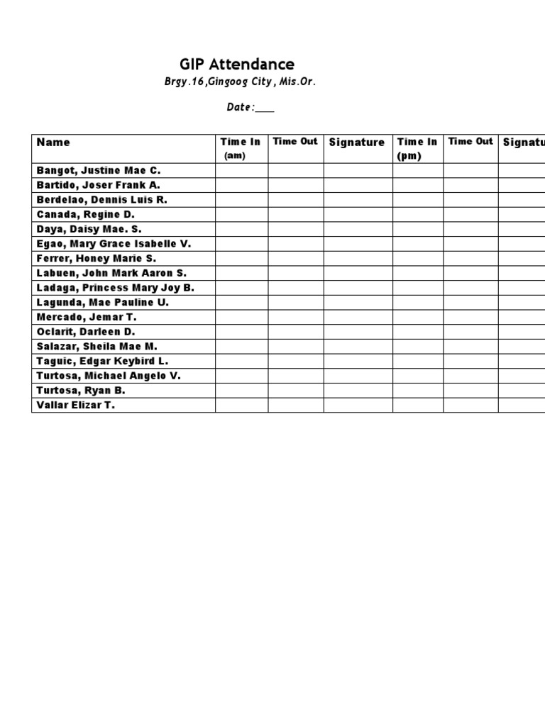 GIP Attendance | PDF