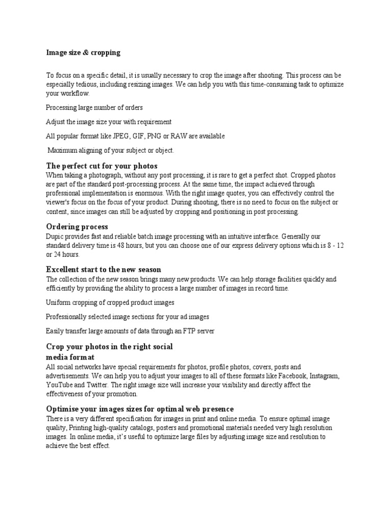 Image Size & Cropping: The Perfect Cut For Your Photos | PDF | Media ...