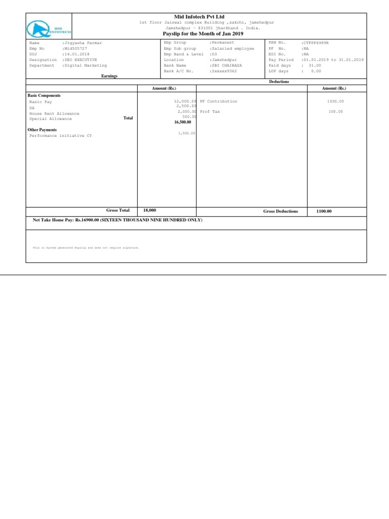 Jan Payslip PDF | PDF | Paycheck | Public Finance