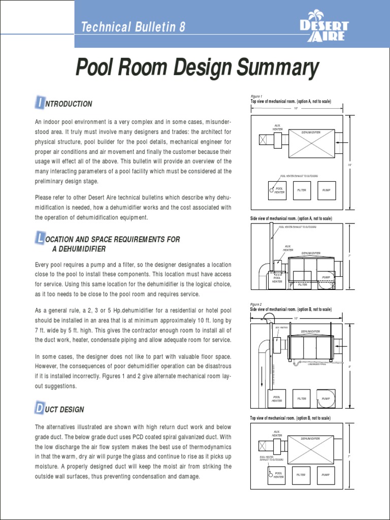 Pool Room Design Summary: Technical Bulletin 8 | PDF