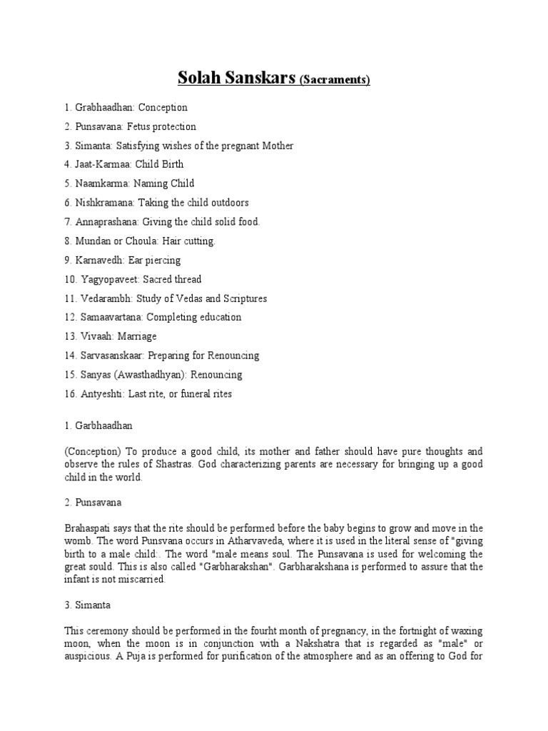 Hindu Life Sacraments Guide | PDF | Wedding | Religious Behaviour And ...