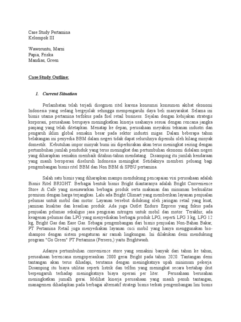 Case Study Pertamina Group 3 | PDF