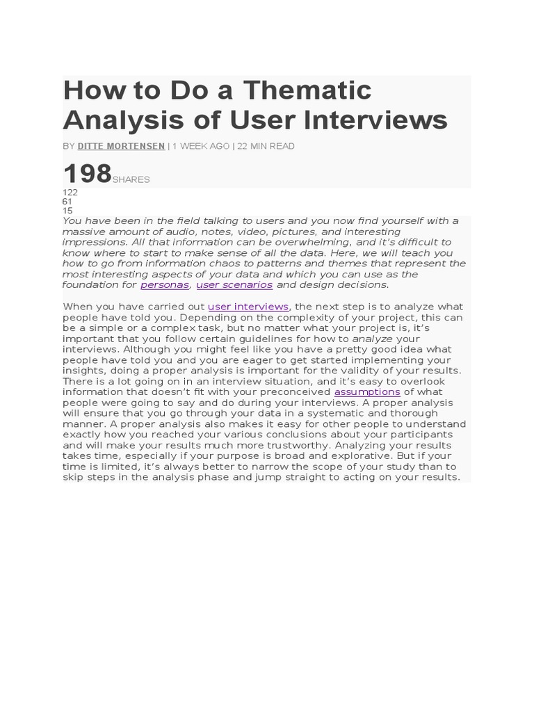 How To Do A Thematic Analysis of User Interviews | PDF | Qualitative ...