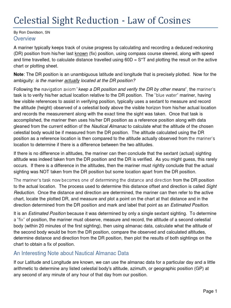 Celestial Sight Reduction | PDF | Navigation | Longitude