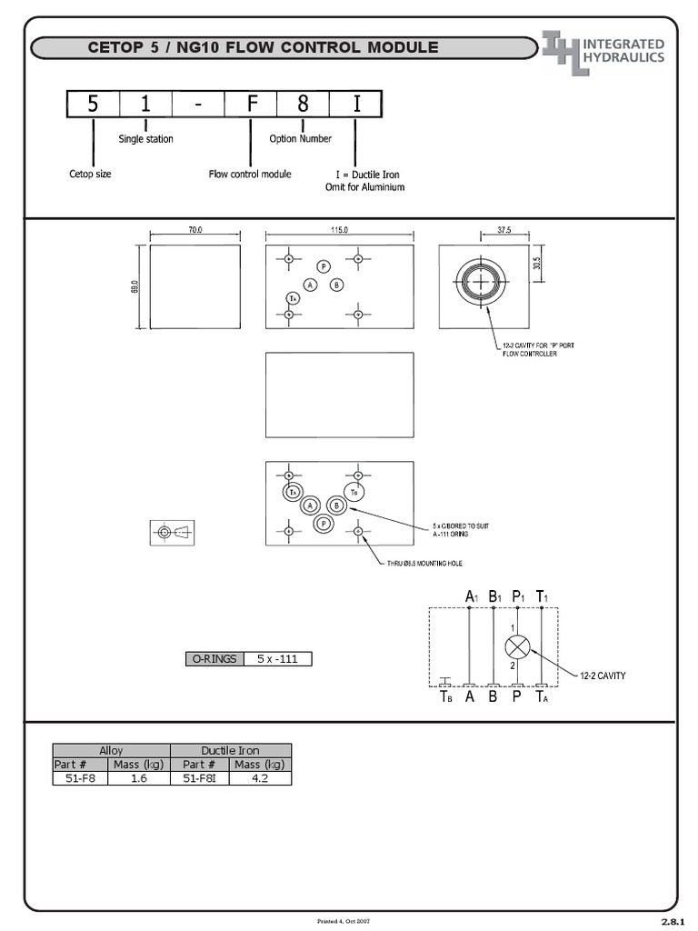 Cetop 5 / Ng10 Flow Control Module: O-Rings 5 X - 111 | PDF
