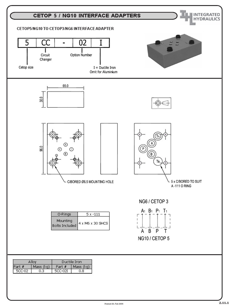 CETOP Interface Adapter Specs | PDF | Technology & Engineering