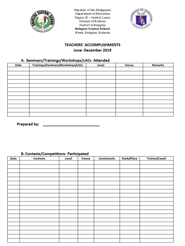 BCS TEACHERS ACCOMPLISHMENTS June-December 2019 | PDF