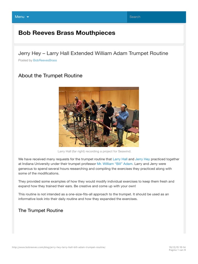 Jerry Hey & Larry Hall Extended Adam Routine For Trumpet | PDF ...