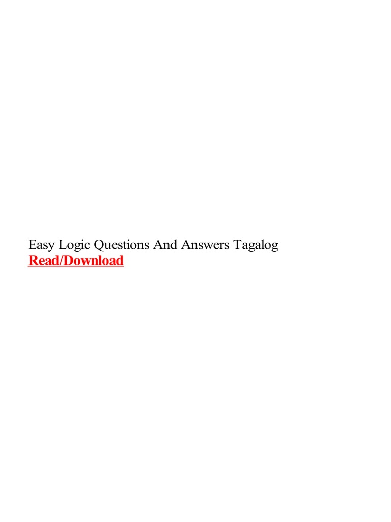 Easy Logic Questions and Answers Tagalog: Read/Download | PDF ...