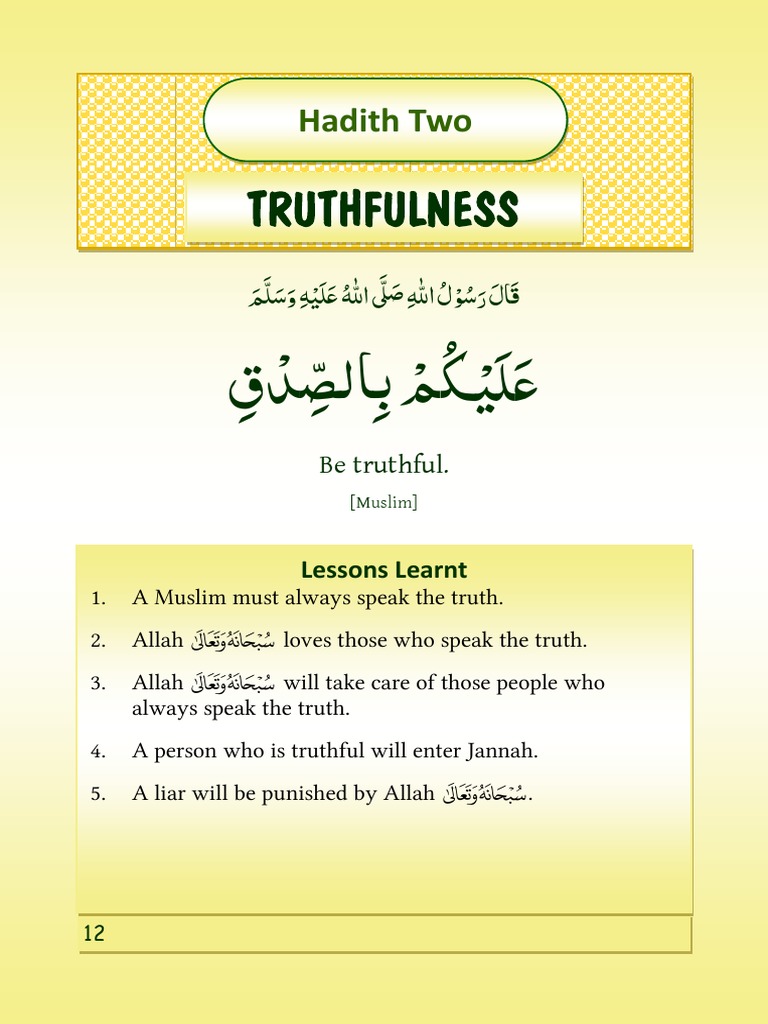 Truthfulness: Hadith Two | PDF | Religion And Belief