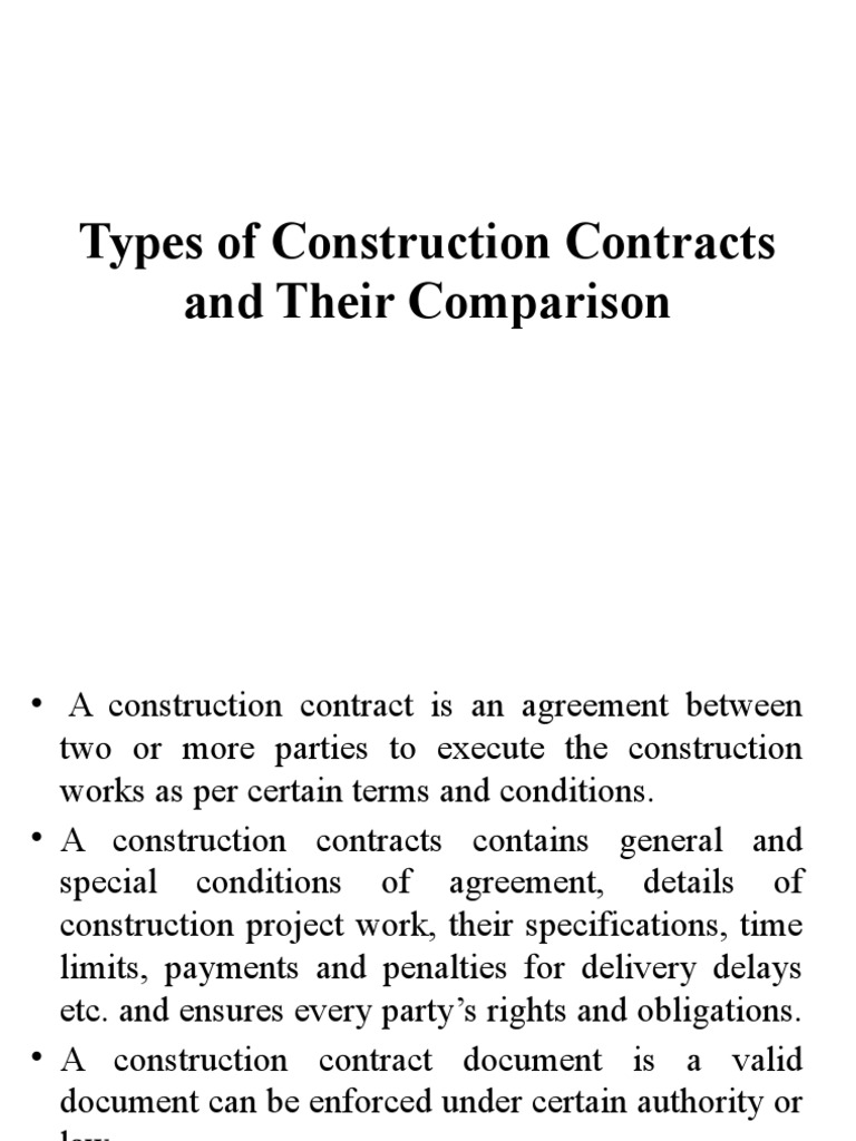 Types of Construction Contracts and Their Comparison | PDF | Law Of ...