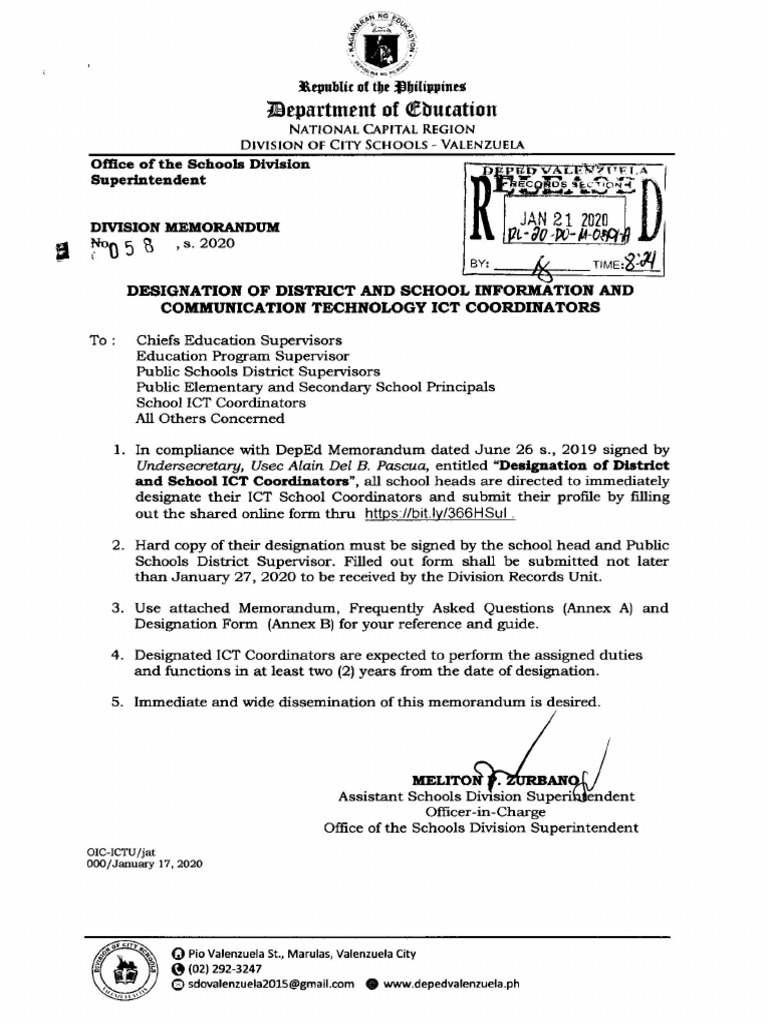 Designation of District and School Information and Communication ...