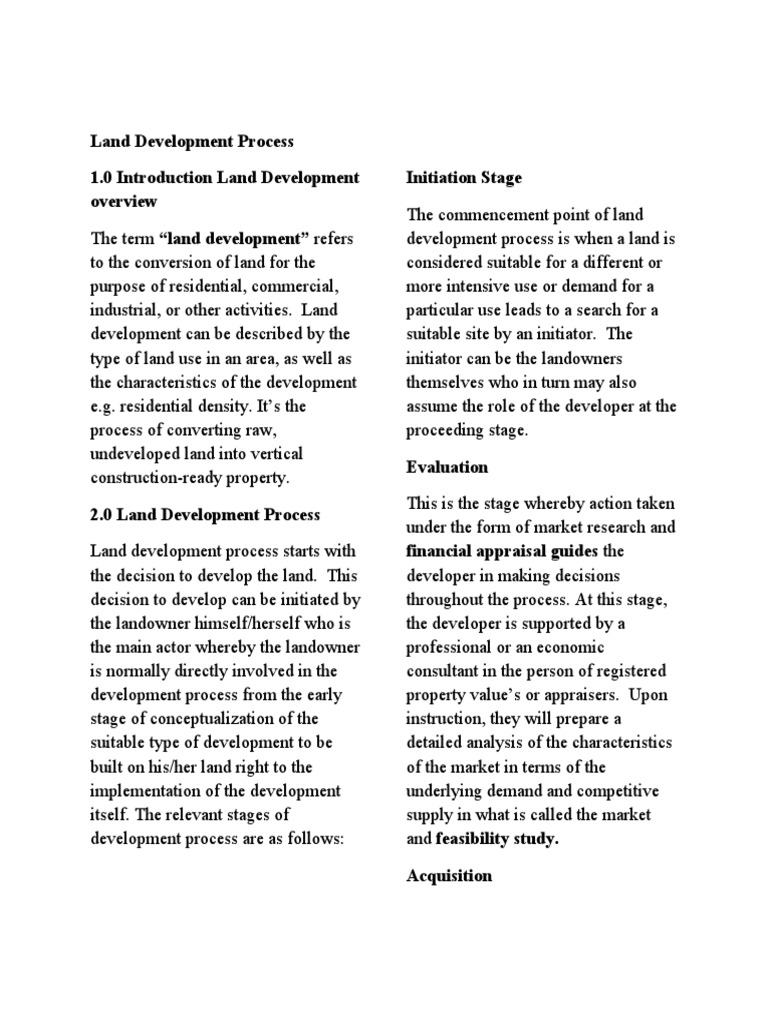 Land Development Process | PDF | Real Estate Appraisal | Architect