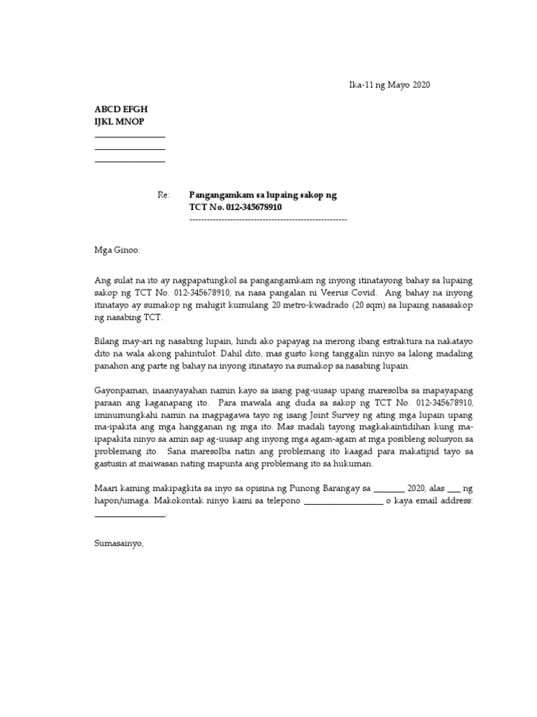 Demand Letter Overlapping (Tagalog) | PDF