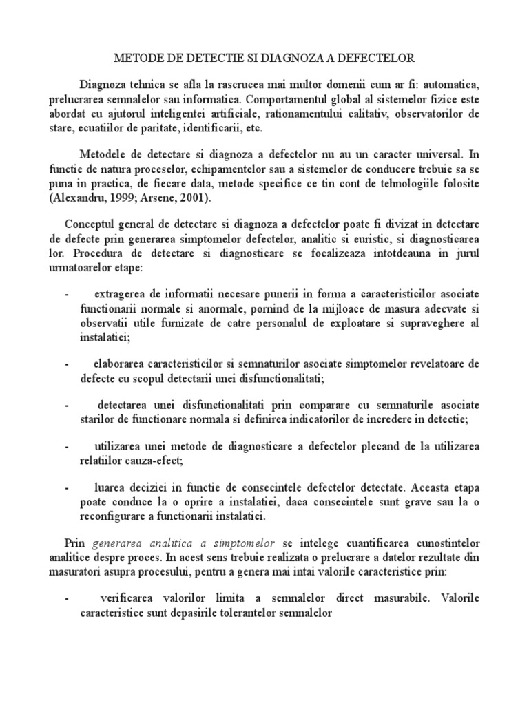 Metode de Detectie Si Diagnoza A Defectelor-C3 | PDF