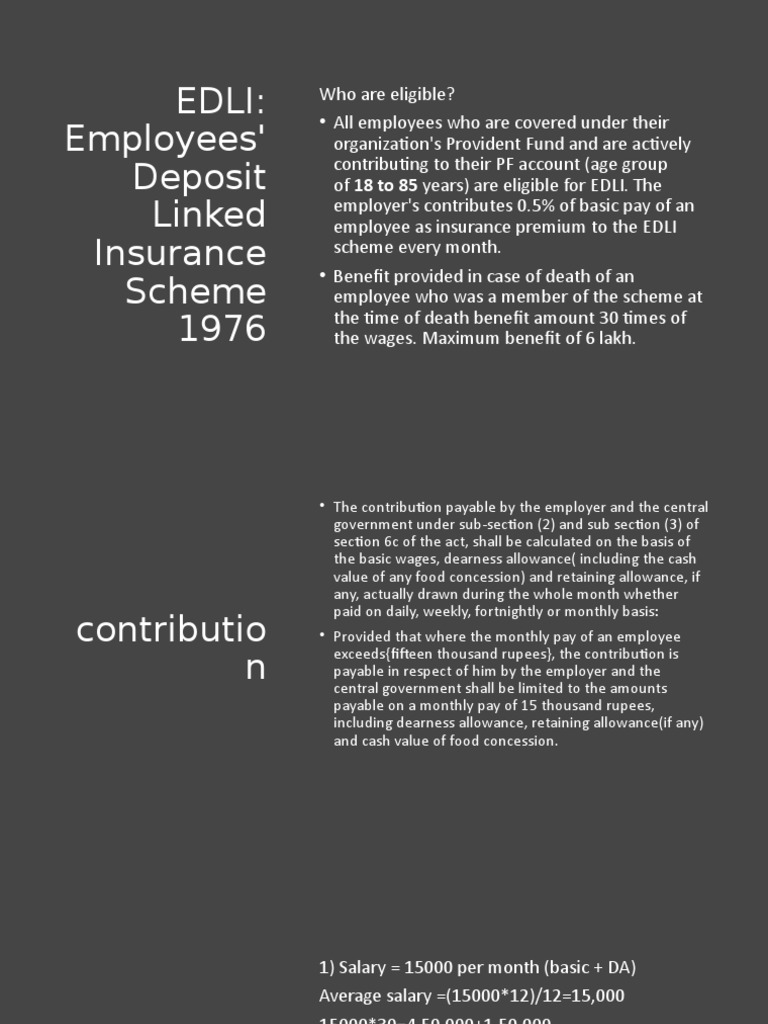 Edli: Employees' Deposit Linked Insurance Scheme 1976 | PDF ...