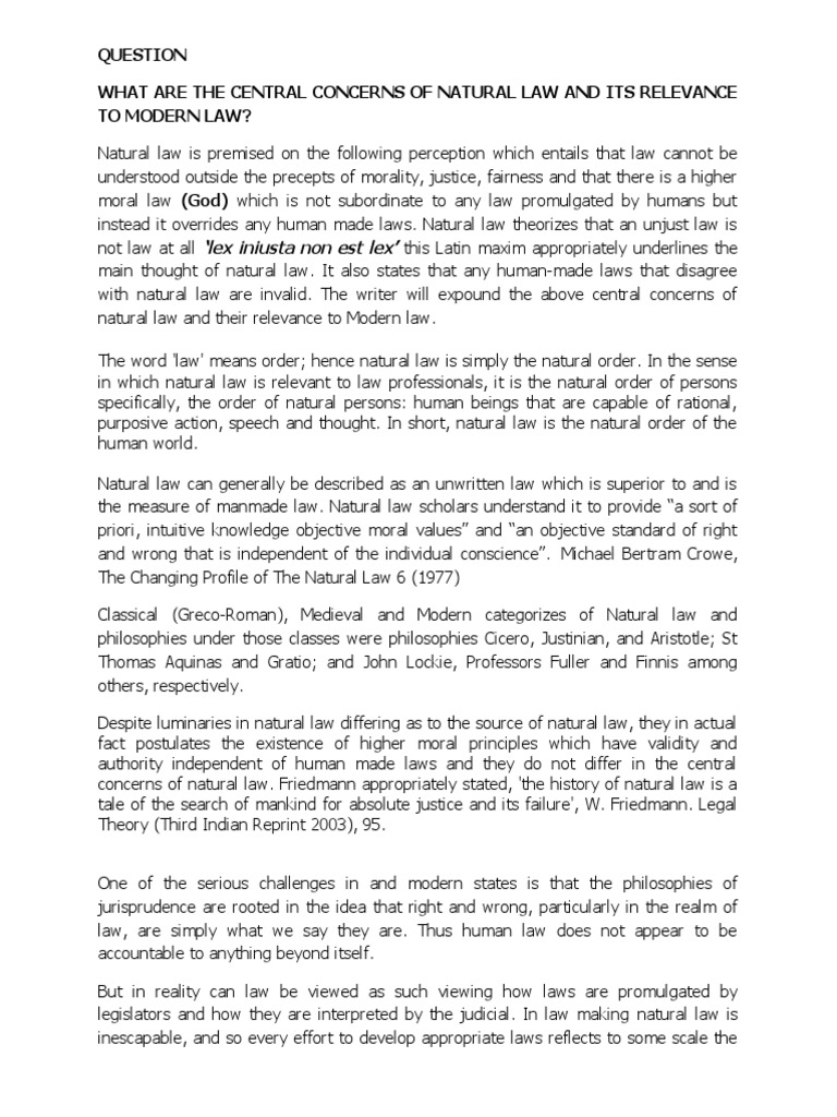 Juris Assignment 1 | PDF | Natural Law | Morality