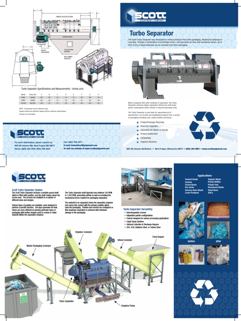 Turbo Separator Specifications and Measurements - Inches (CM) | PDF ...
