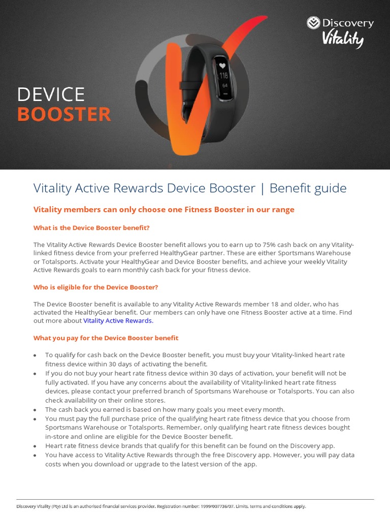 Vitality Active Rewards Device Booster Benefit Guide | PDF | Cash ...