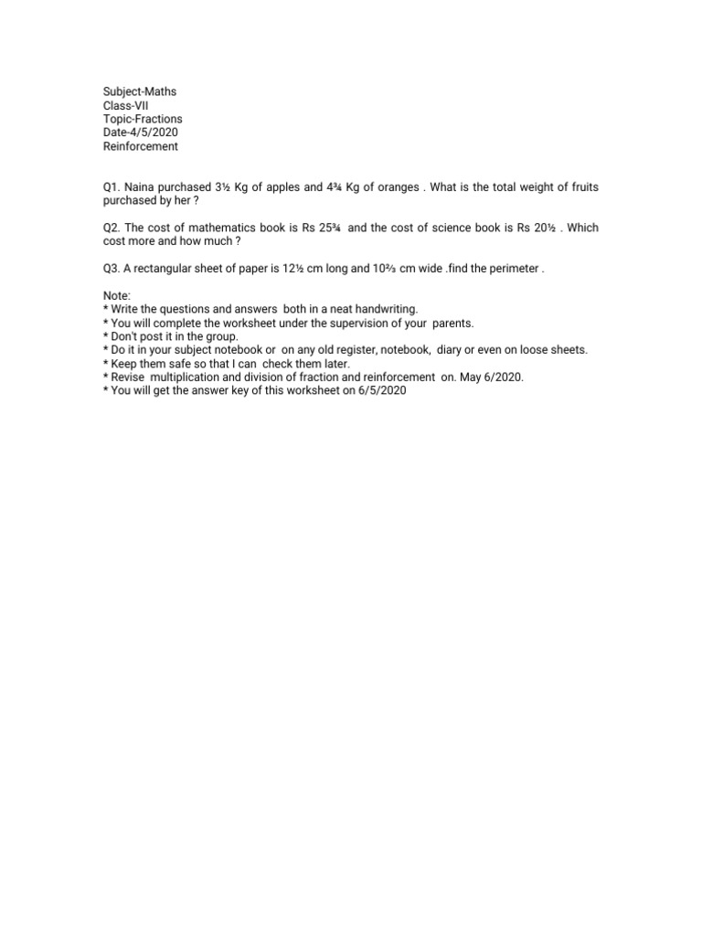 Reinforcement Worksheet-3 | PDF