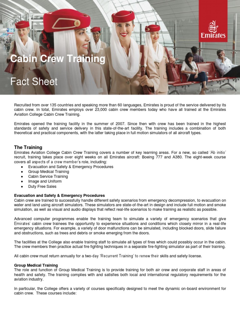 Emirates Cabin Crew Training Overview | PDF | Flight Attendant ...