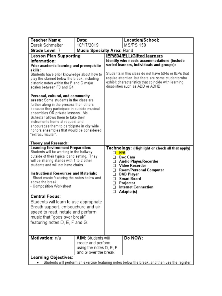 Mock Lesson 4 | PDF | Individualized Education Program | Learning