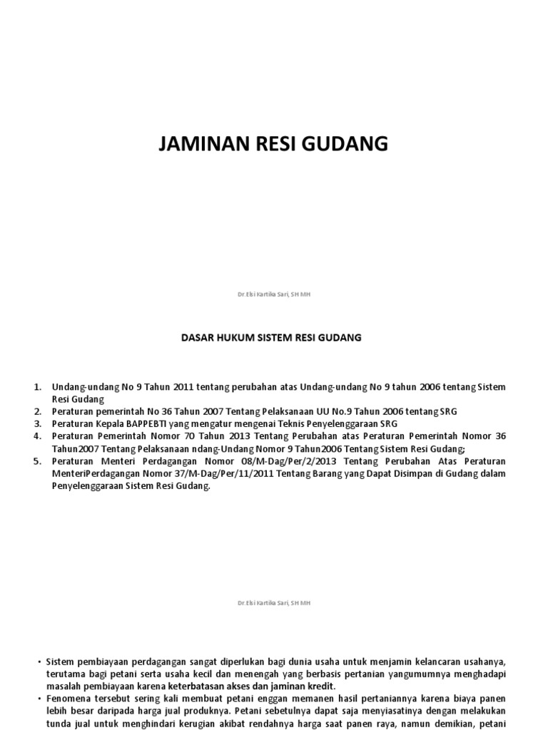 Jaminan Resi Gudang 2020 PDF | PDF