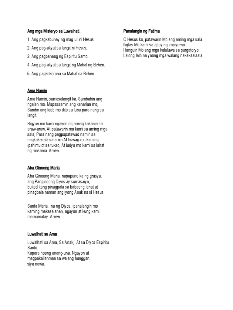 Ang Mga Misteryo Sa Luwalhati | PDF