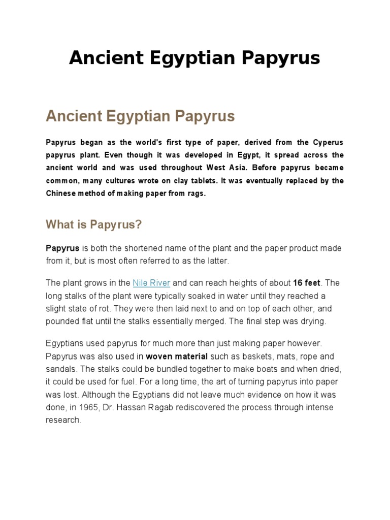 Ancient Egyptian Papyrus | PDF | Papyrus | Ancient Egypt
