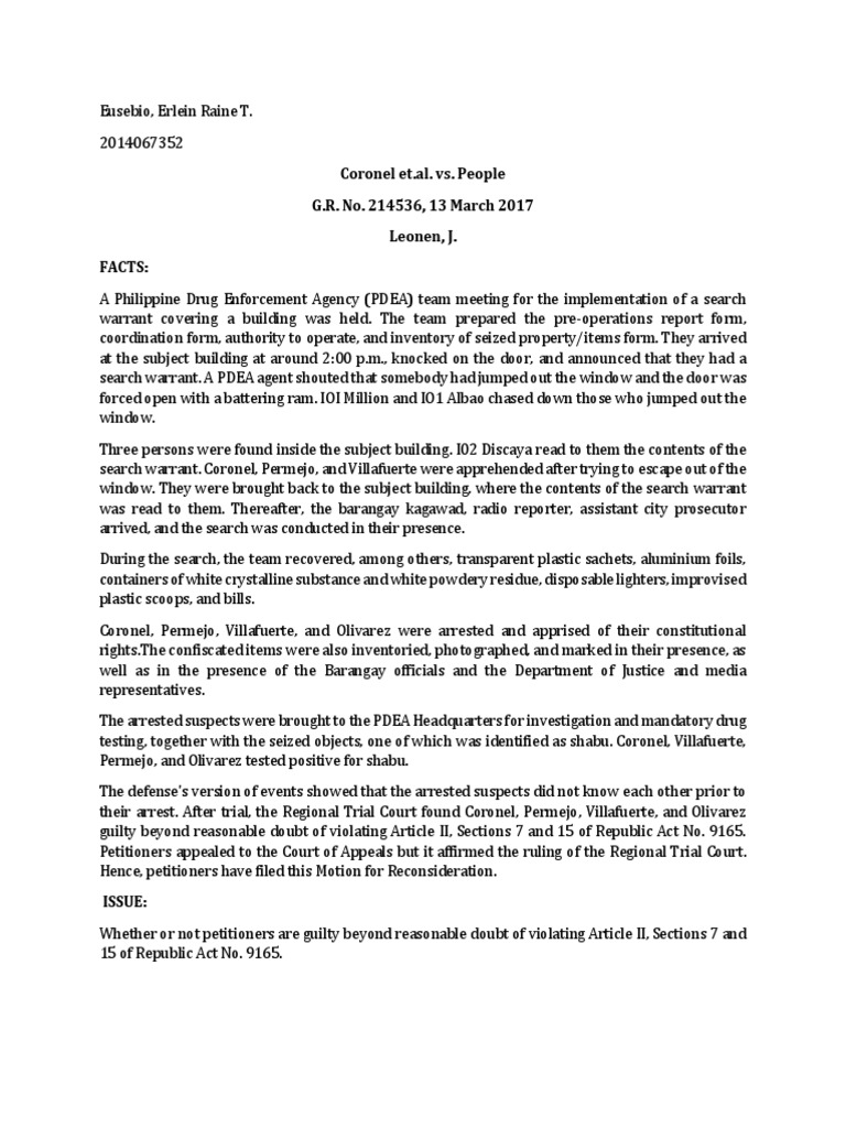 PDEA Raid Leads to Drug Arrests but Lacking Evidence | PDF | Burden Of ...