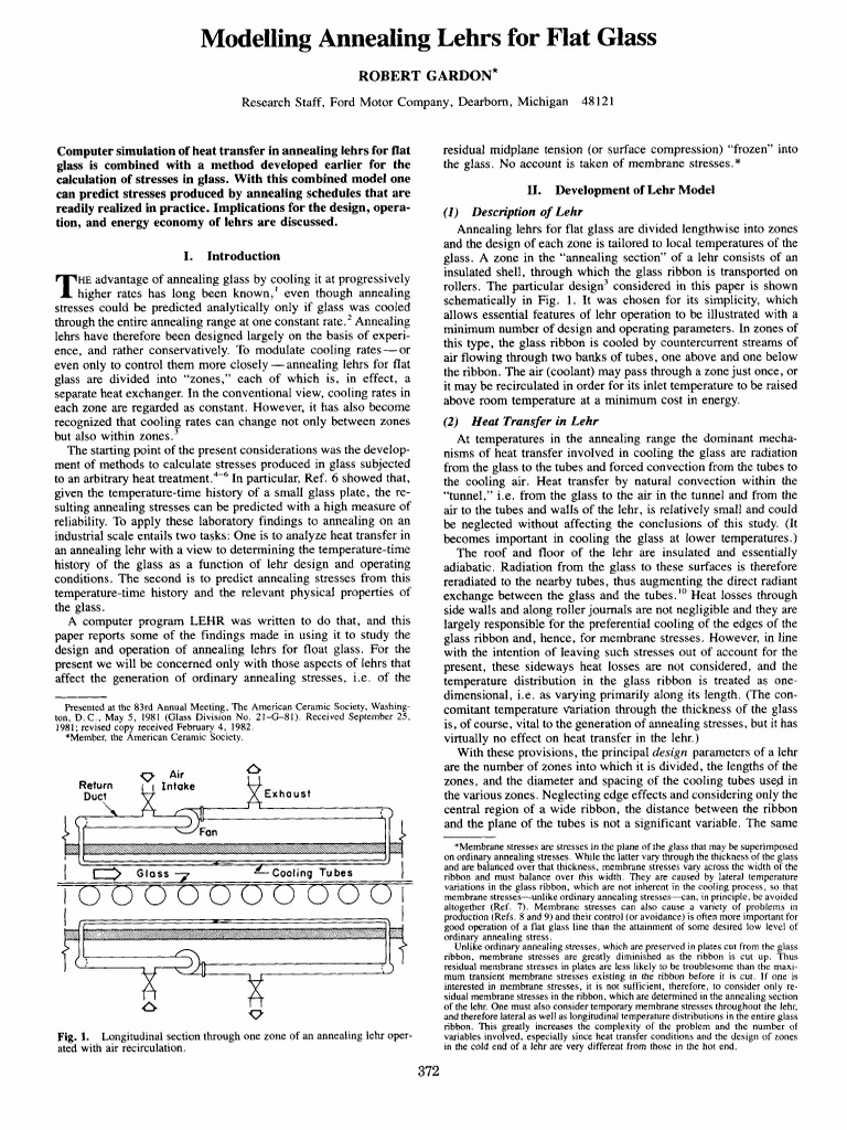 Modelling Annealing Lehrs For Flat Glass: Robert Gardon | PDF | Heat ...