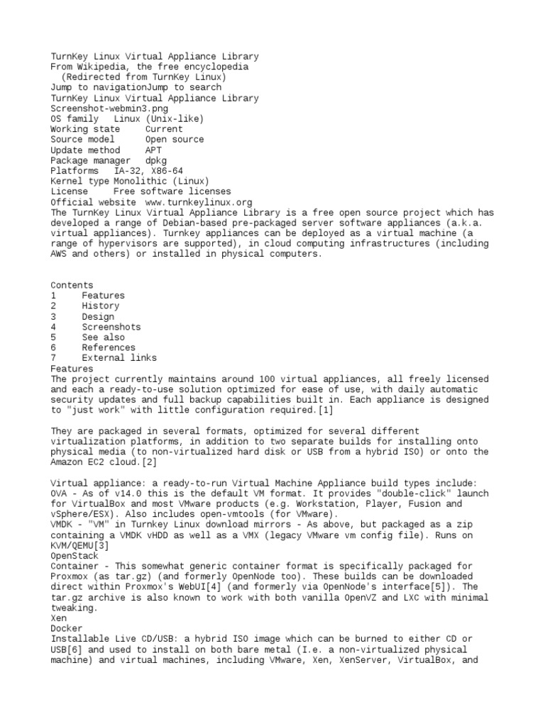 TurnKey Linux Virtual Appliance Library | PDF | Computing | Utility ...