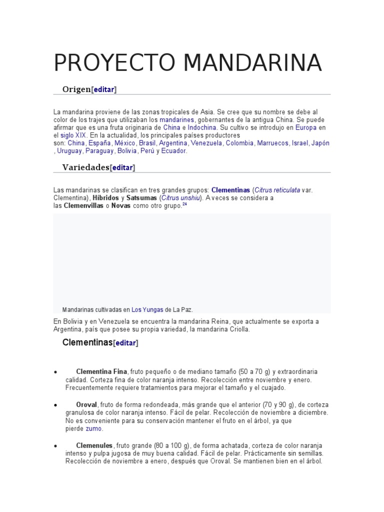 Proyecto Mandarina | PDF | Naranja) | Fruta