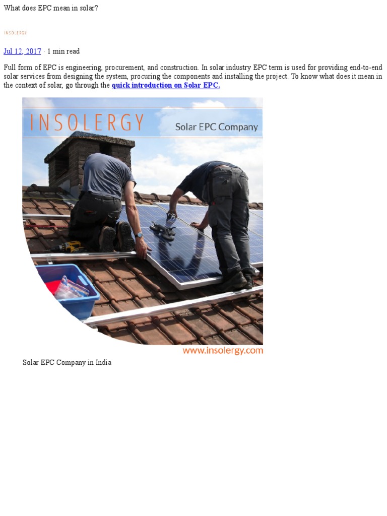 Understanding Solar EPC Meaning | PDF