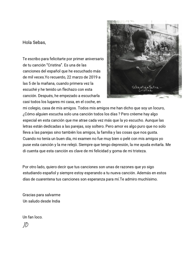 Carta de un Fan Loco a Sebas | PDF