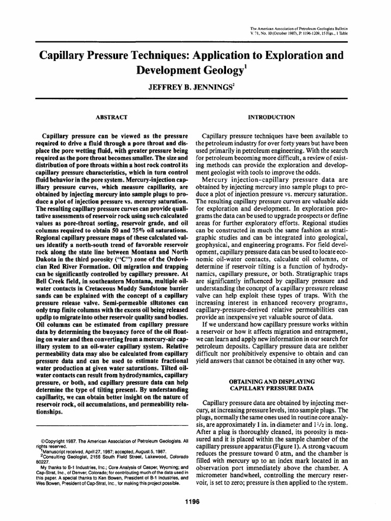 Capillary Pressure Techniques: Application To Exploration and ...