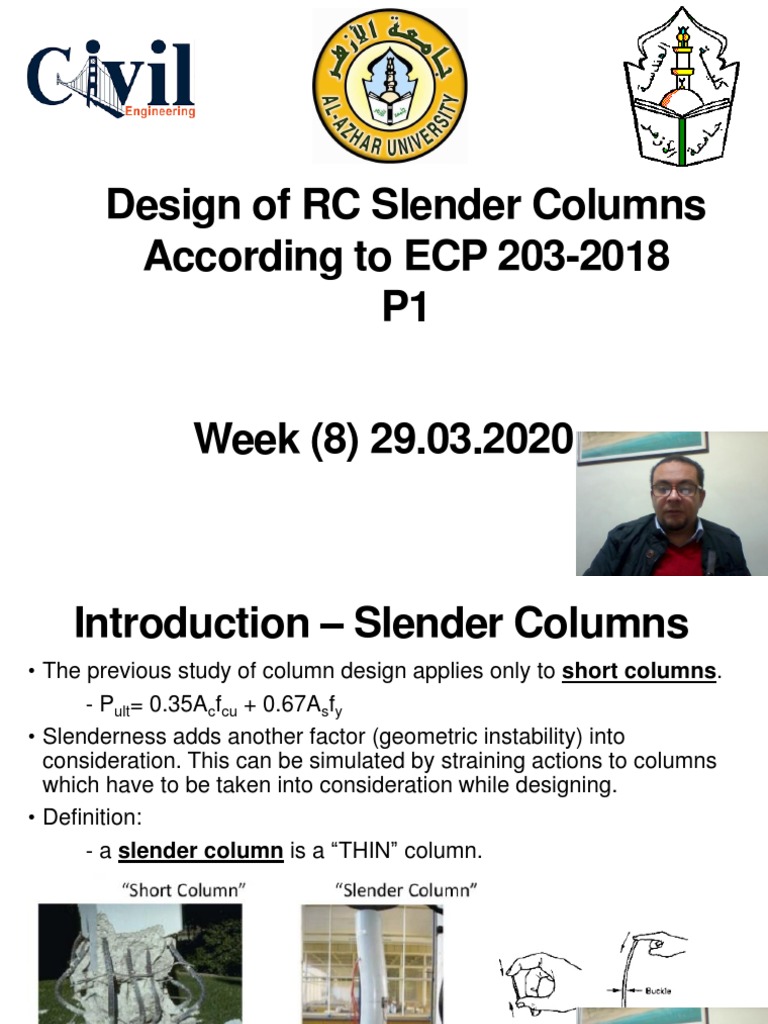 Design of RC Slender Columns According To ECP 203-2018 P1 | PDF | Buckling | Column