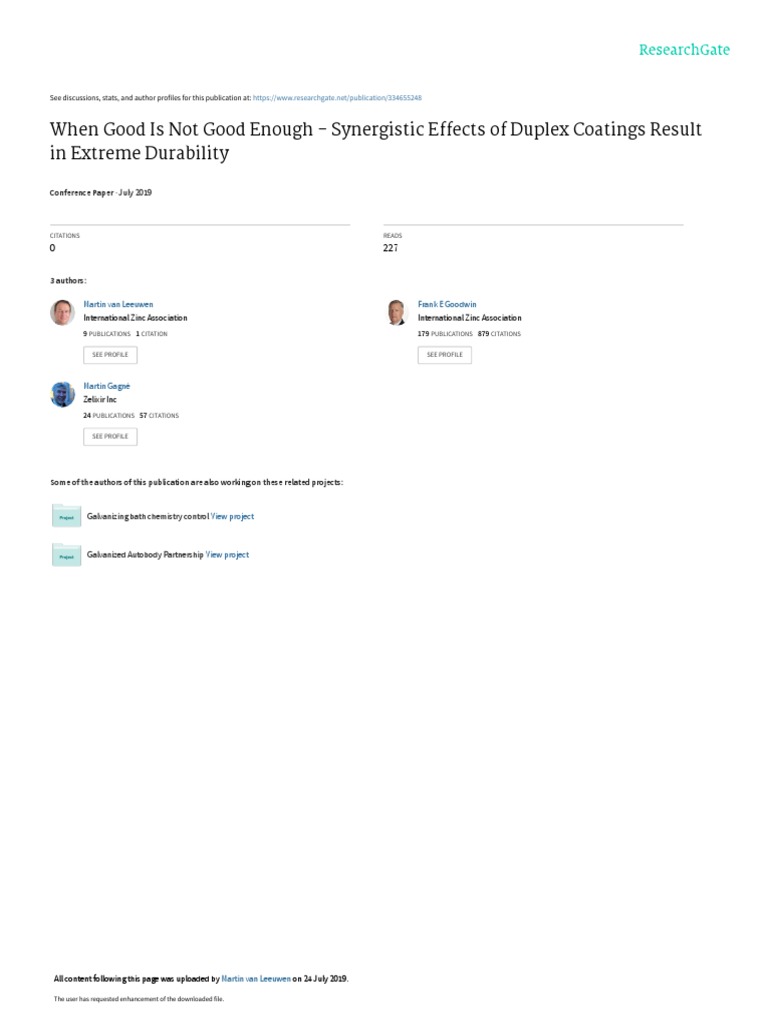 Duplex Coatings Over HDG-Researchgate Report | PDF | Galvanization ...