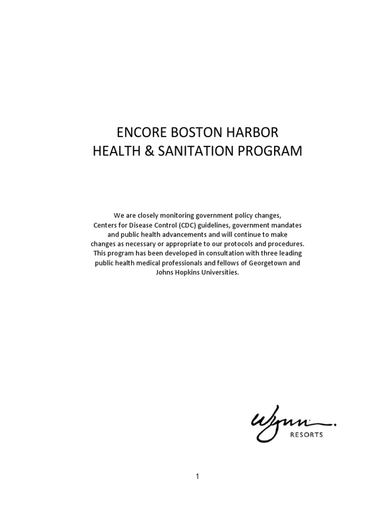 Encore Boston Harbor Health and Sanitation Program 2020 | PDF | Slot ...