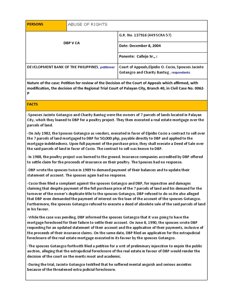 50 - DBP V CA - Word | PDF | Foreclosure | Government