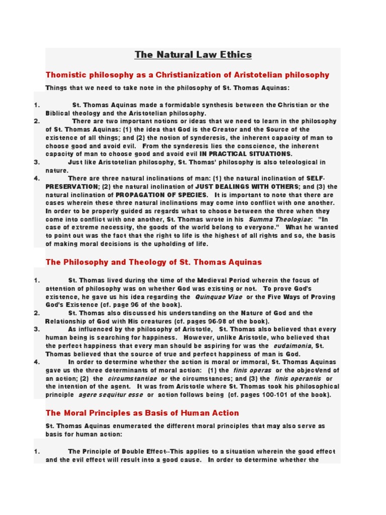 The Natural Law Ethics | PDF | Thomas Aquinas | Natural Law