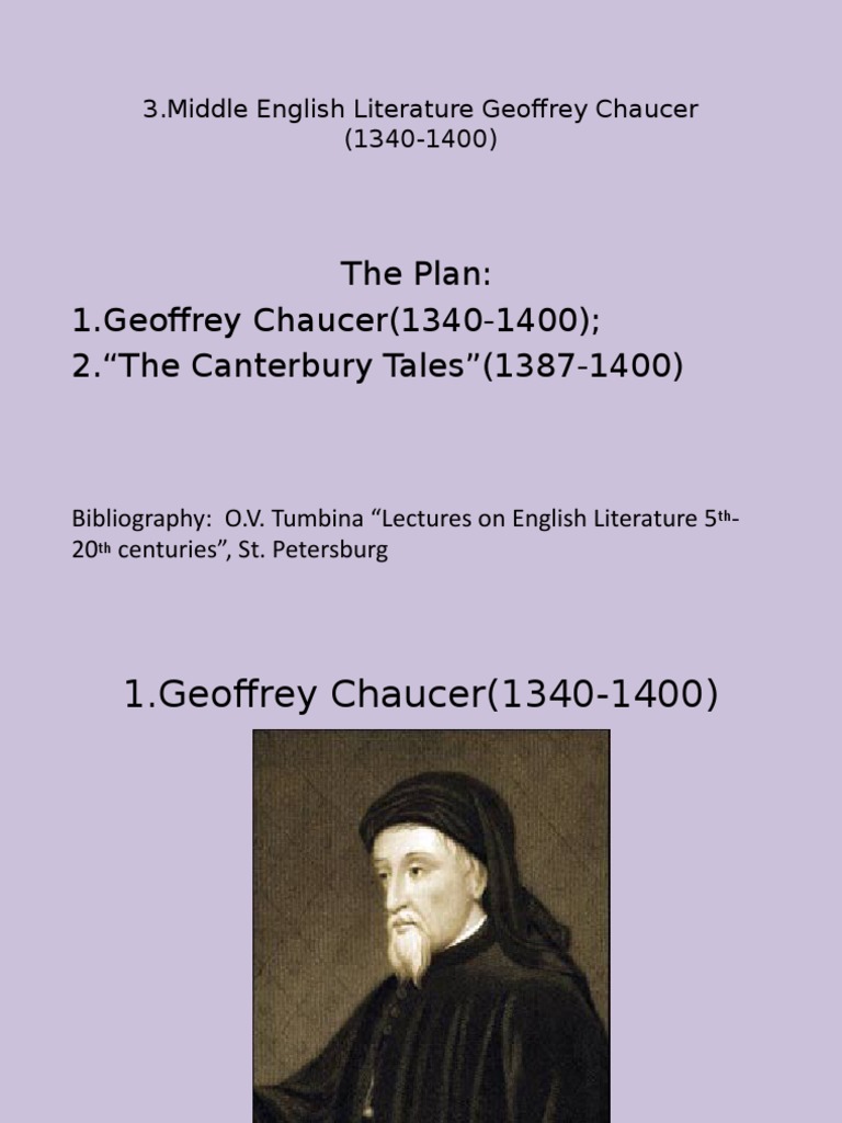 3.middle English Literature Geoffrey Chaucer | PDF | The Canterbury ...